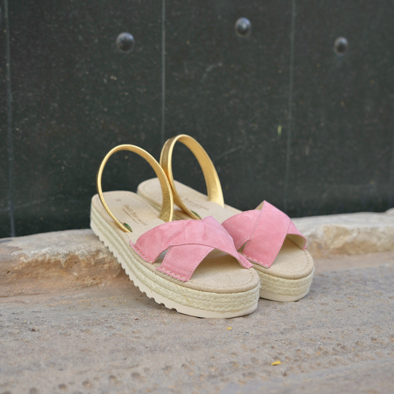 NEW ARRIVAL - Cross over Platform Avarcas in Pink Suede