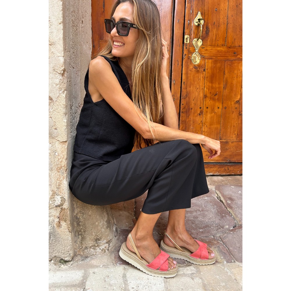 Best seller - Cross over Platform Avarcas in Watermelon Suede